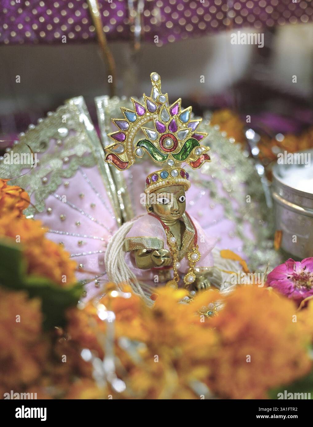 Janmashtami festival or lord Krishna birthday celebration statue of ...