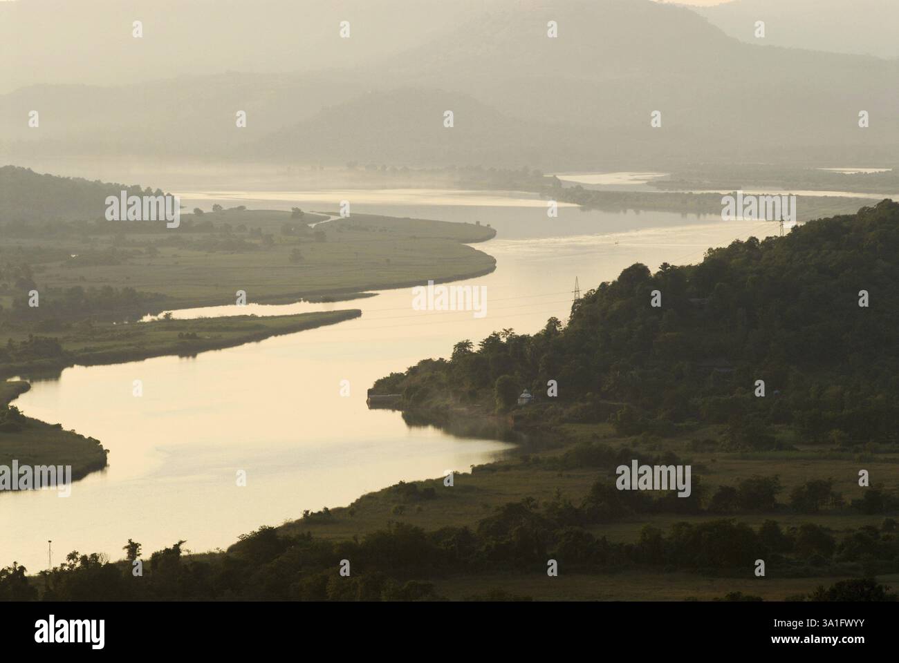 View of the meandering and sparkling water of river Vashishti and ...