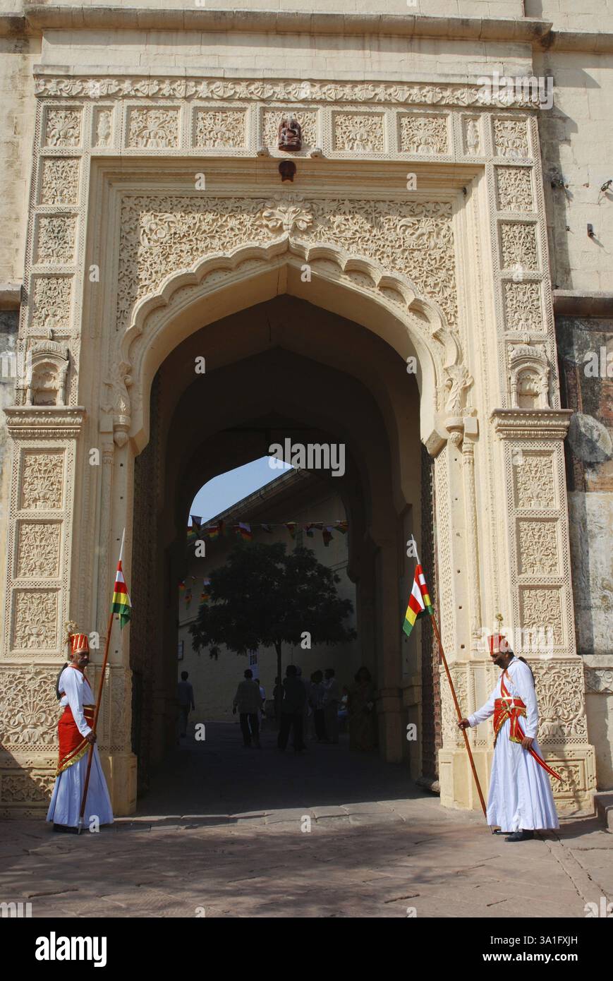 Doormen at Mehrangarh fort main gate, Jodhpur, Rajasthan, India, Asia ...