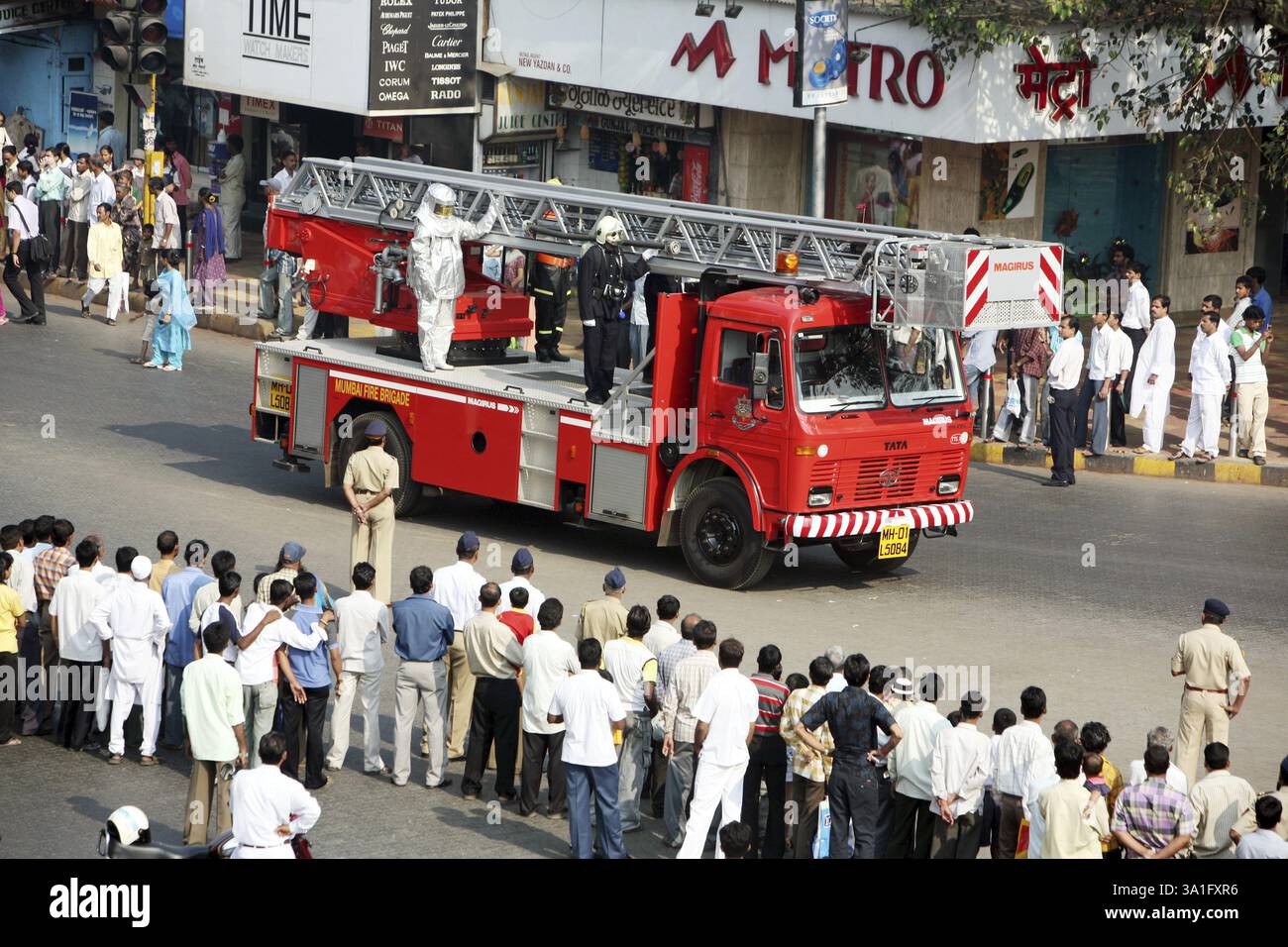 Mumbai Fire Brigade's vehicle marching on the streets celebrating ...