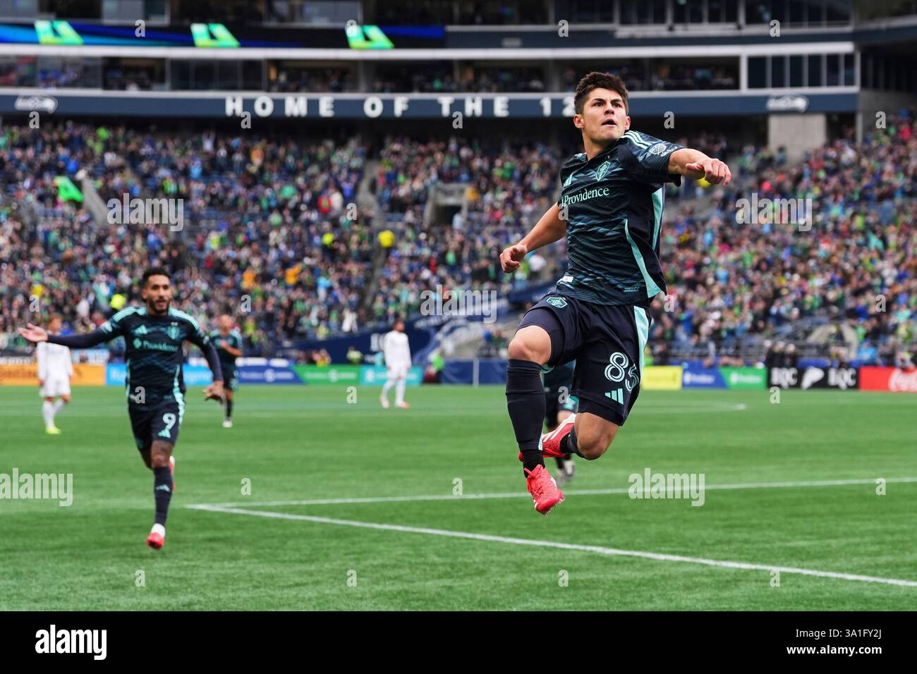 Seattle Sounders defender Kalani Kossa-Rienzi, right, reacts after ...