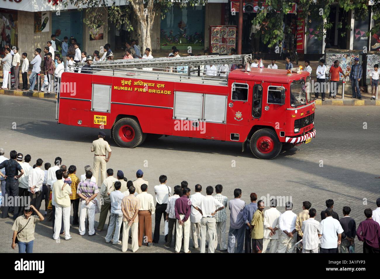 Mumbai Fire Brigade's Fire engine marching on the streets celebrating ...