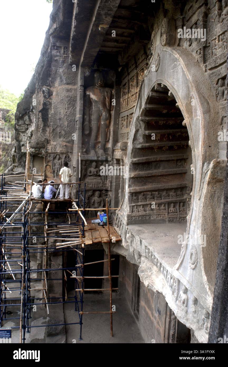 Conservation work of the statues at the gates are being carried on in ...