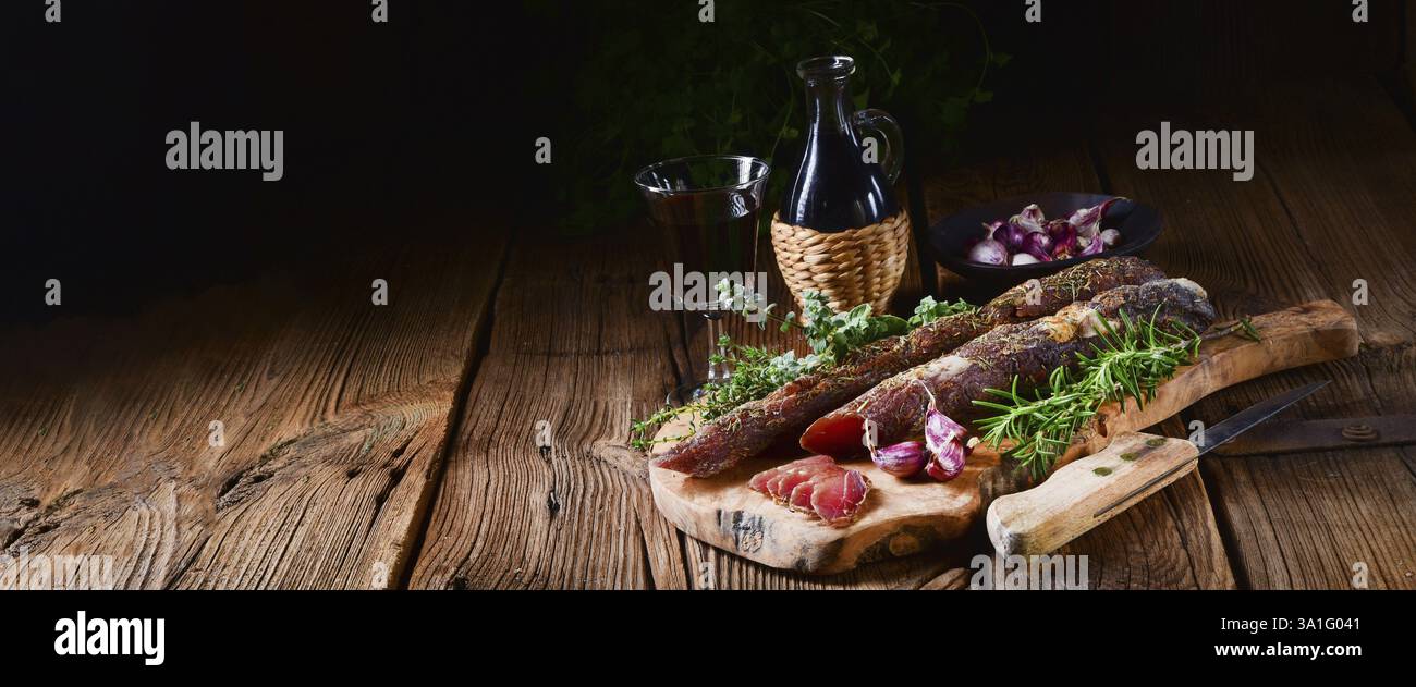 Dried sirloin with herbs de provence Stock Photo - Alamy