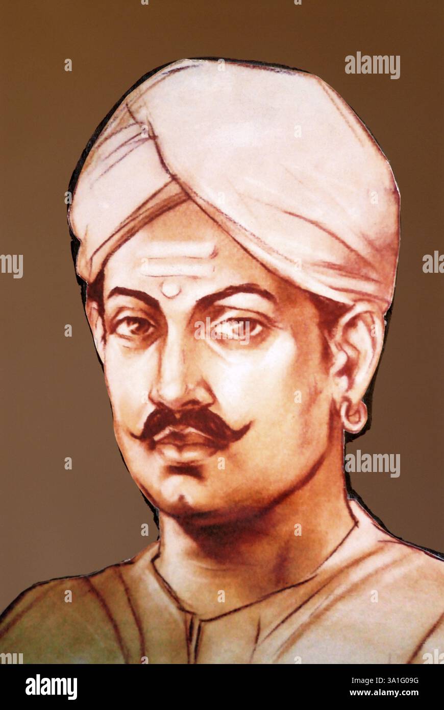 Portrait of Mangal Pandey great freedom fighter of India's first war of ...