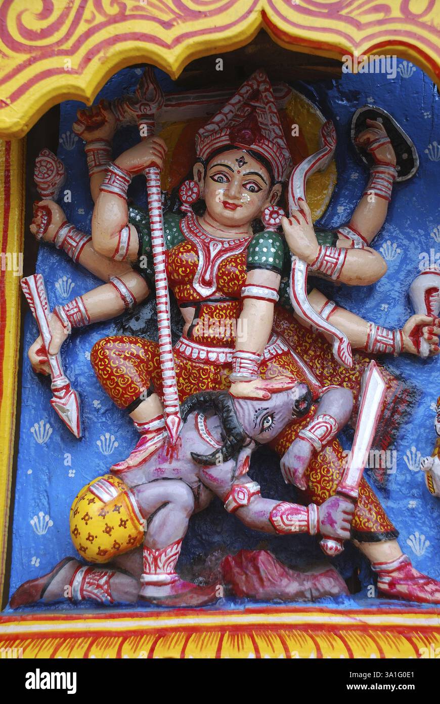 Statues carved on wheel of Rath yatra car festival, Puri, Orissa, India ...