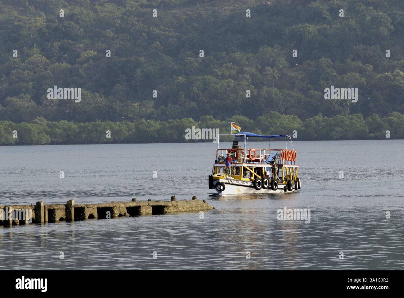 Jetty at Bagmandala, launch, ferry boat for local villagers to cross ...