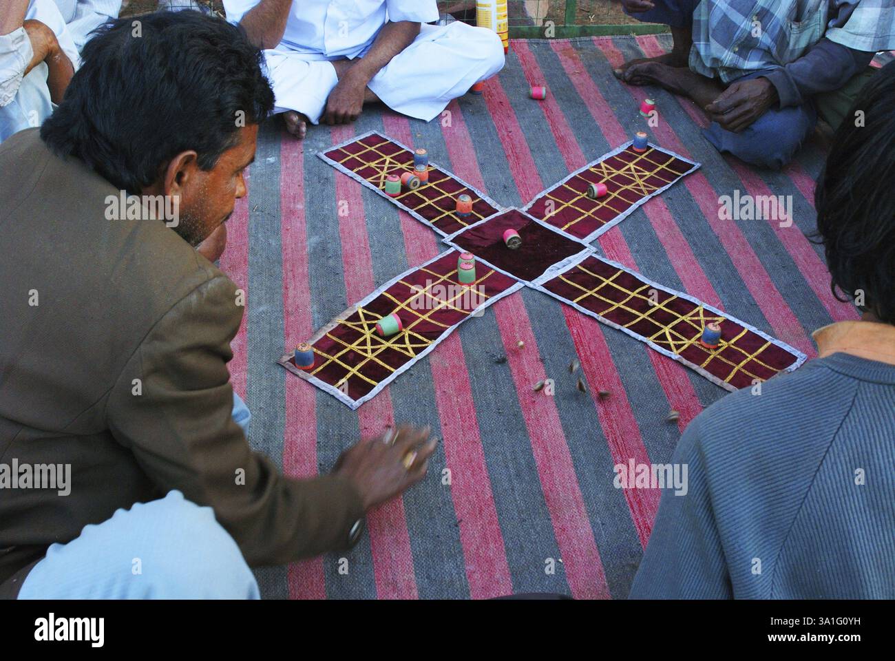 People playing chausar ancient game chopad, Jodhpur, Rajasthan, India ...