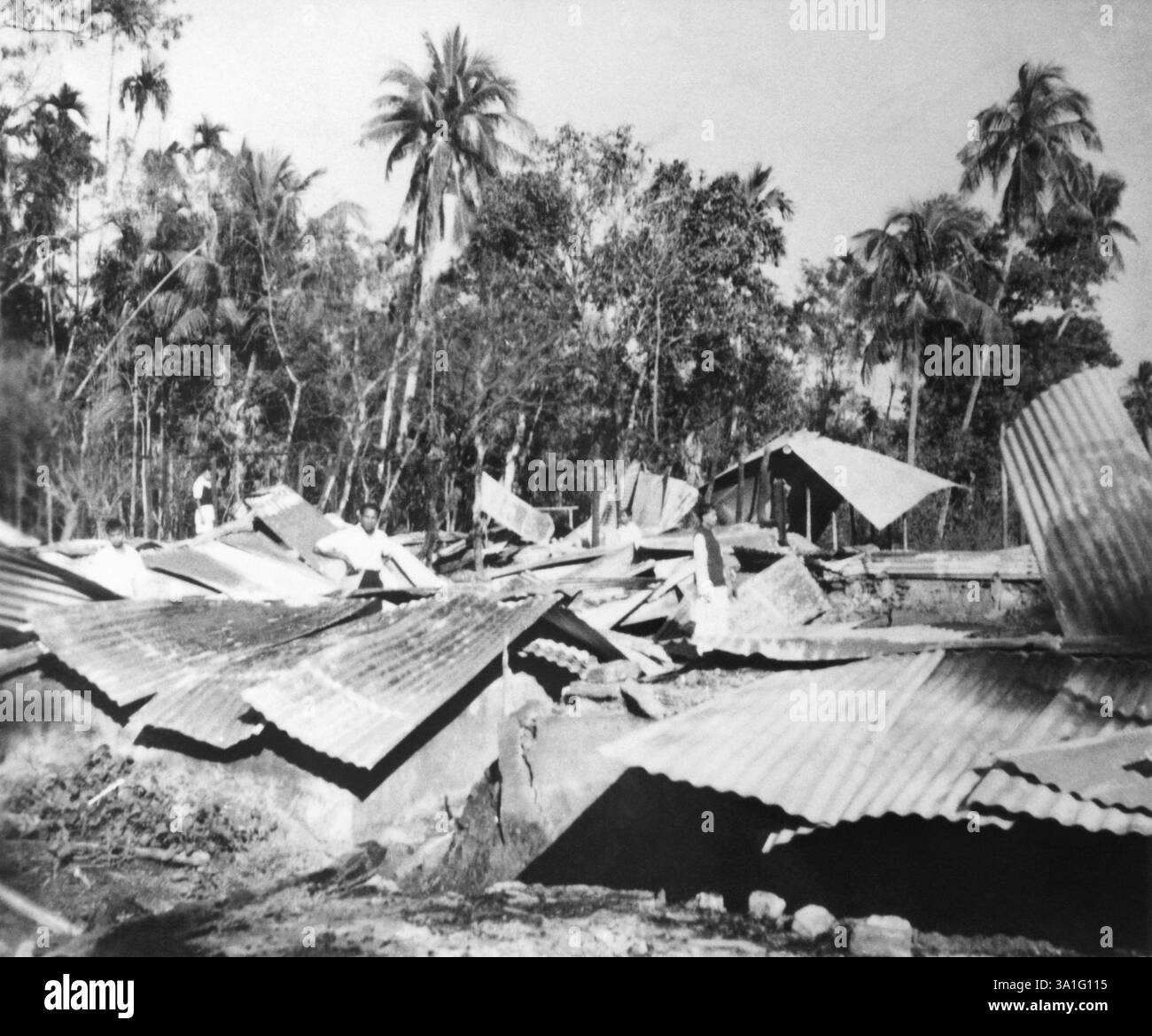 Houses damaged by the Hindu Muslim riots in Noakhali East Bengal ...