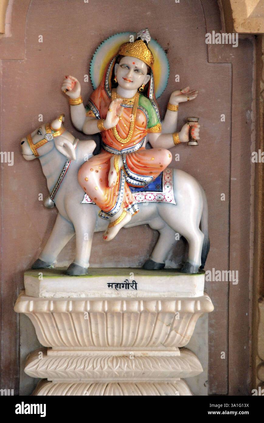 Statue of goddess Mahagauri, India, Asia Stock Photo - Alamy