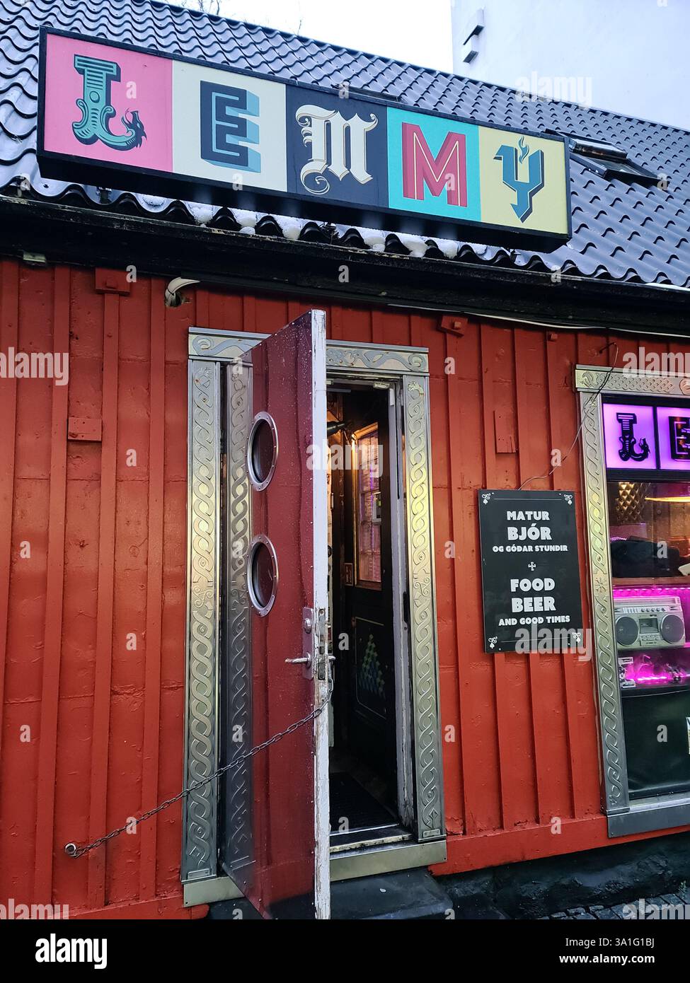 Reykjavik, Iceland - 05. March 2025: Lemmy, a heavy metal pub named ...