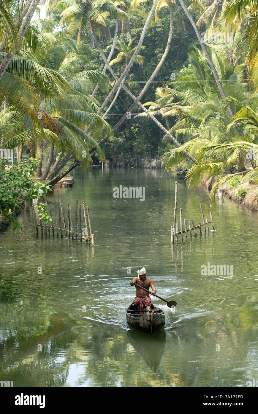 Boating in backwater, Kerala, India, Asia Stock Photo - Alamy