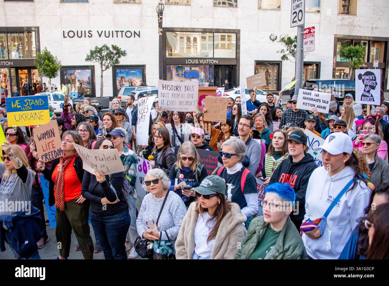 San Francisco, USA. 8th Mar 2025. Hundreds gather to rally and protest ...