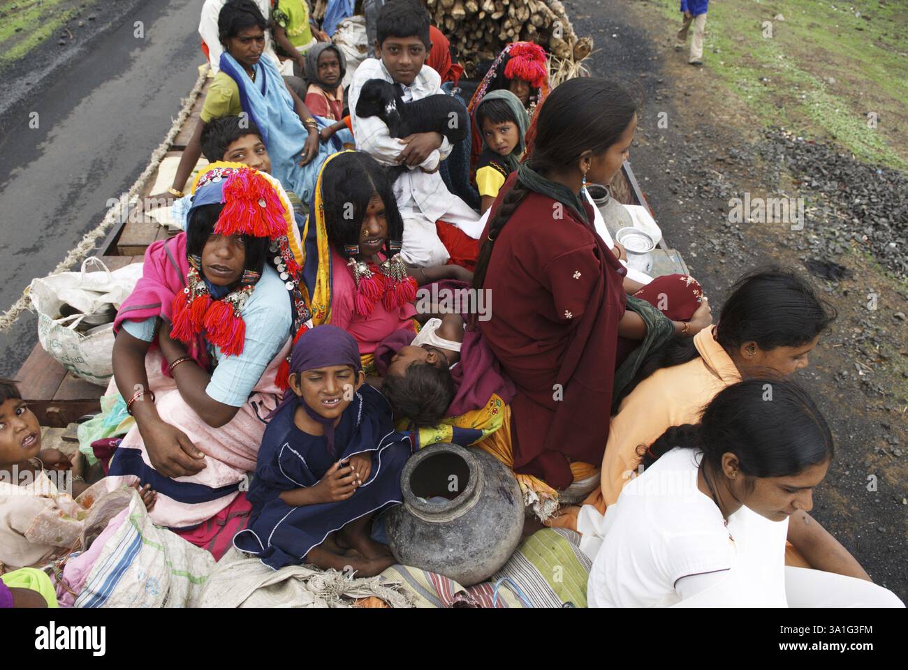 Group of villagers travelling, Marathwada, Maharashtra, India, Asia ...