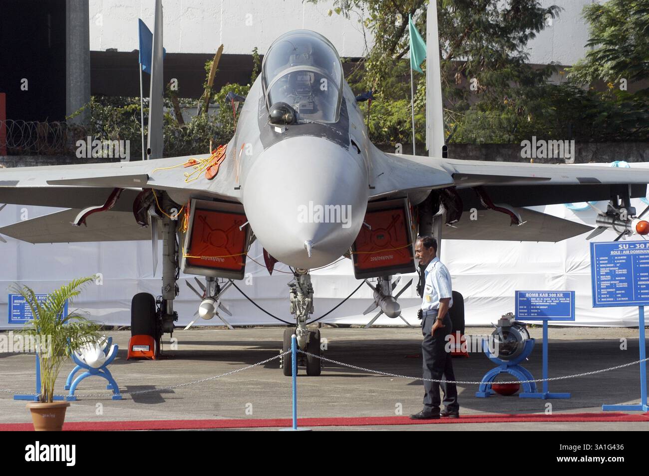Indian air force fighter plane Sukoi 30 displaced for public view at ...