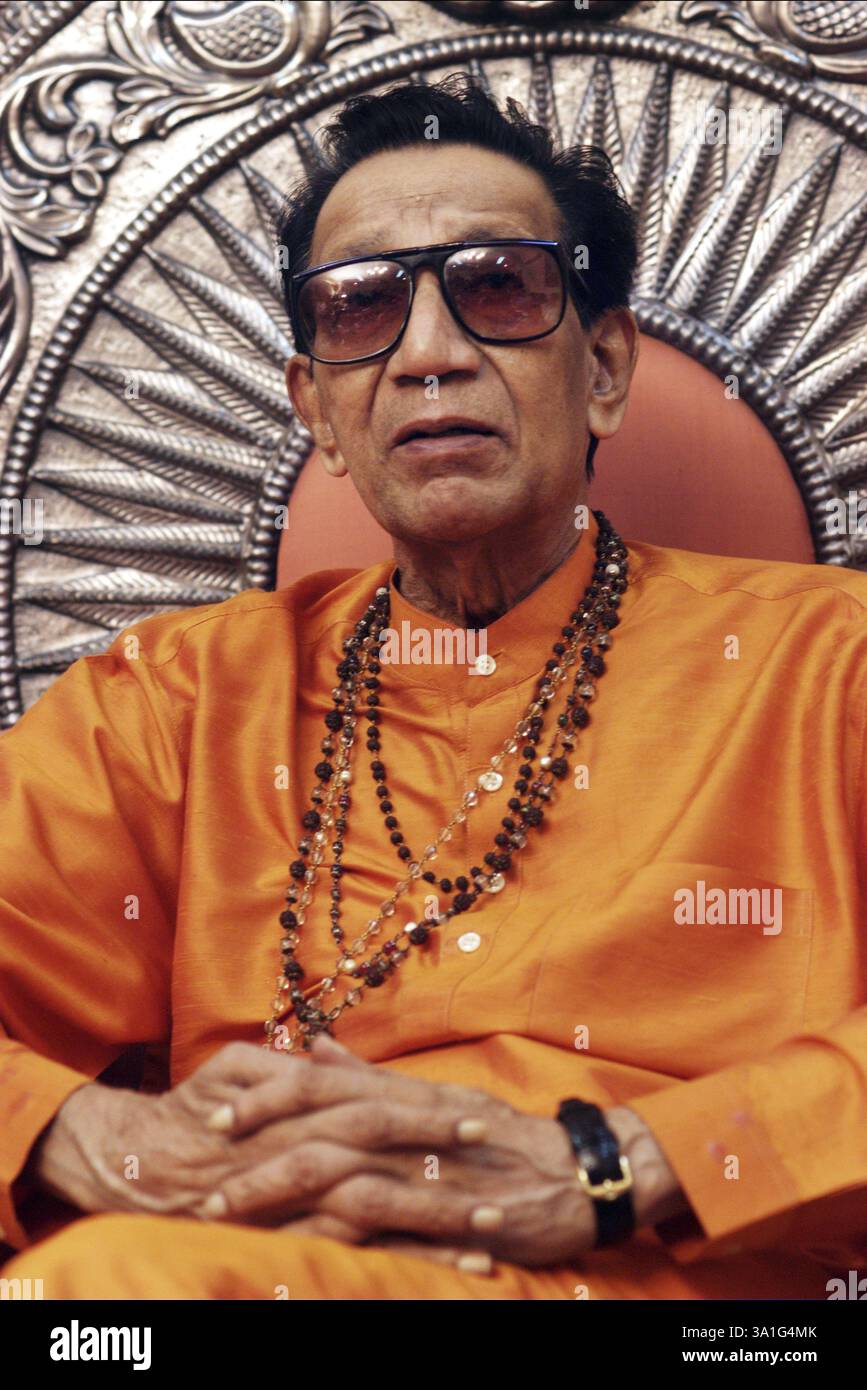 Shiv Sena supremo Bal Thackeray in press conference at his residence Matoshree in Bandra Bombay ...