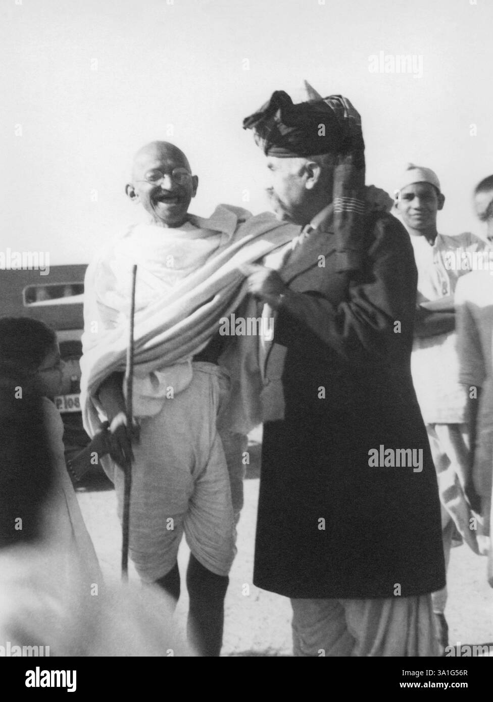 Mahatma Gandhi, sharing a hearty laugh with the ruler of Dehra, Ismail ...