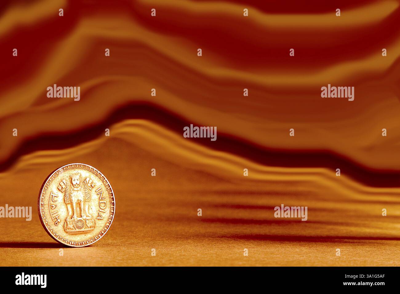 One single Indian currency one rupees coin and artistic background ...