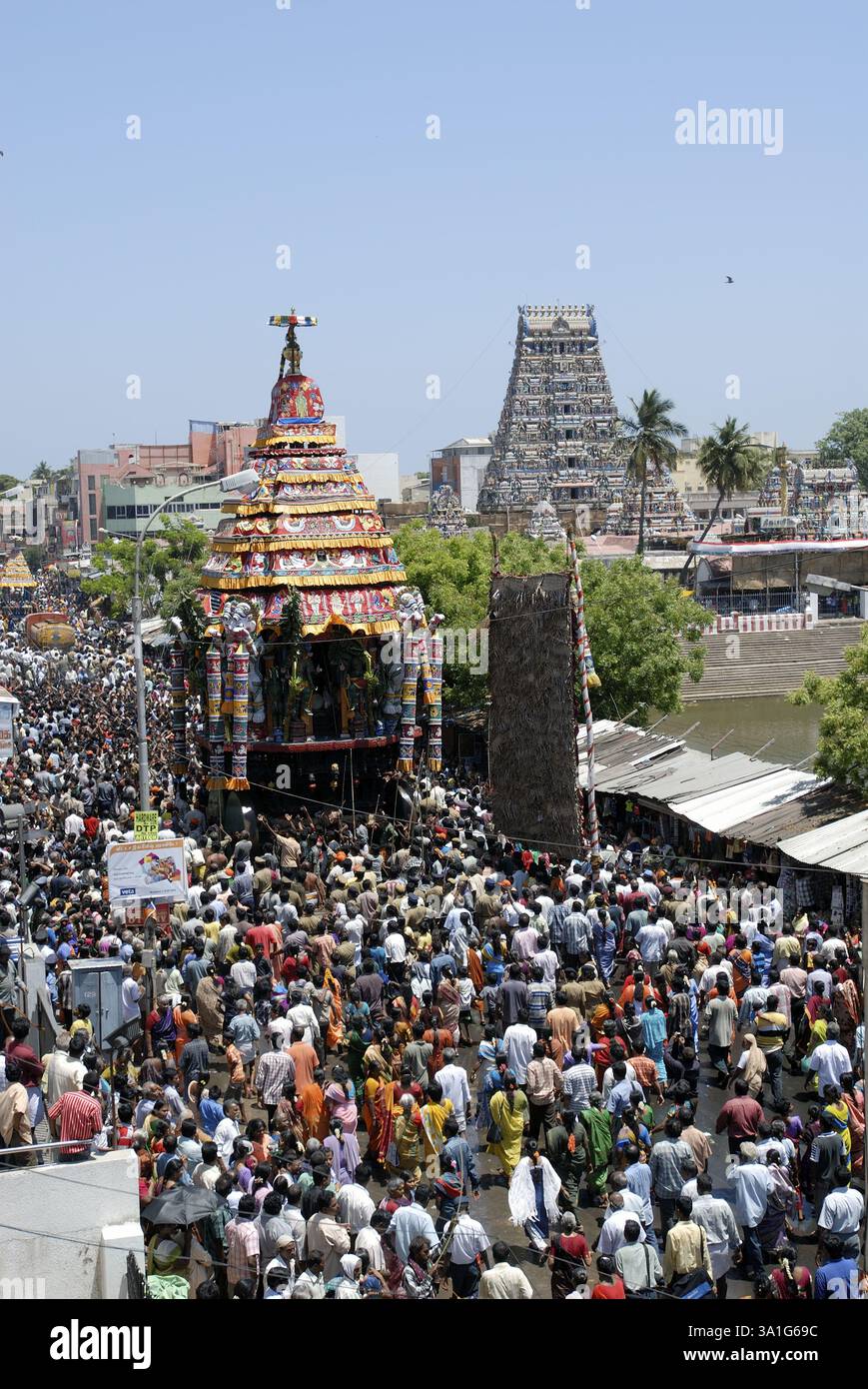 Temple chariot procession during Kapaleswara Shiva temple festival in ...