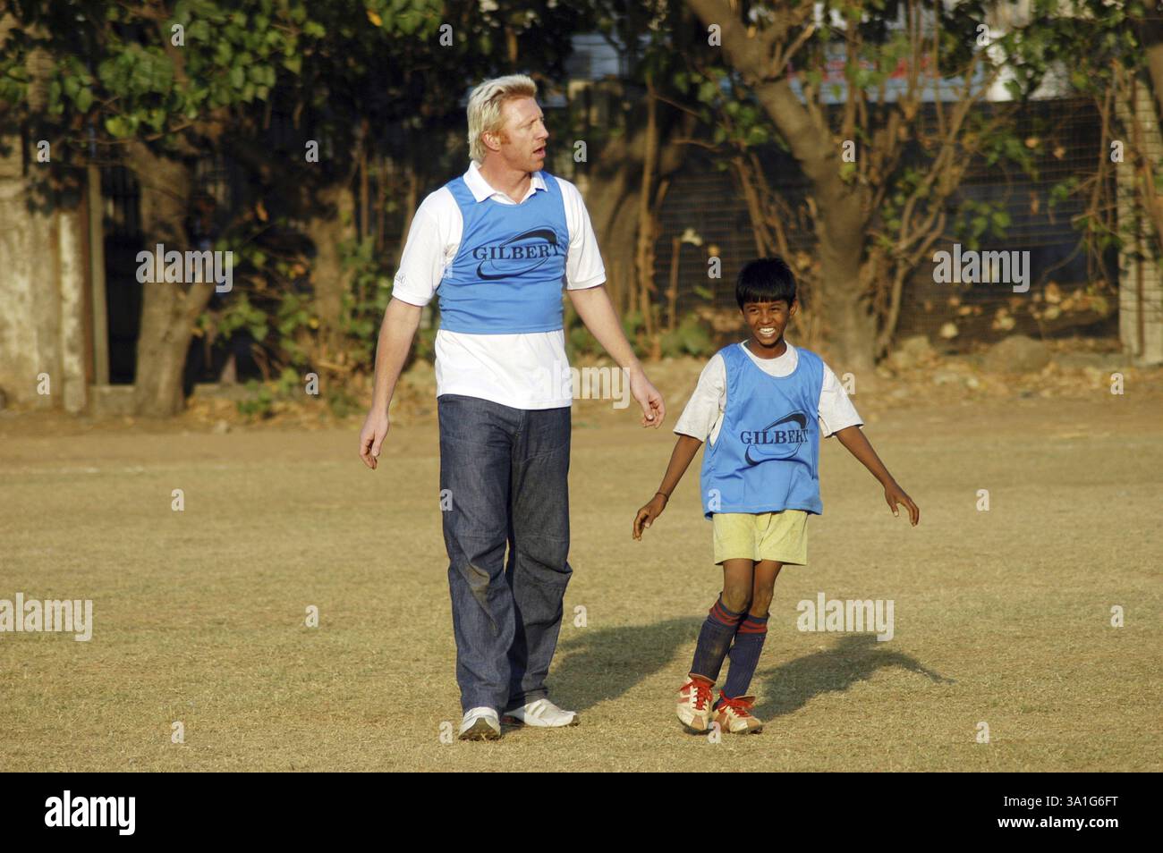 Boris Franz Becker visits a football program organized by an NGO Magic ...