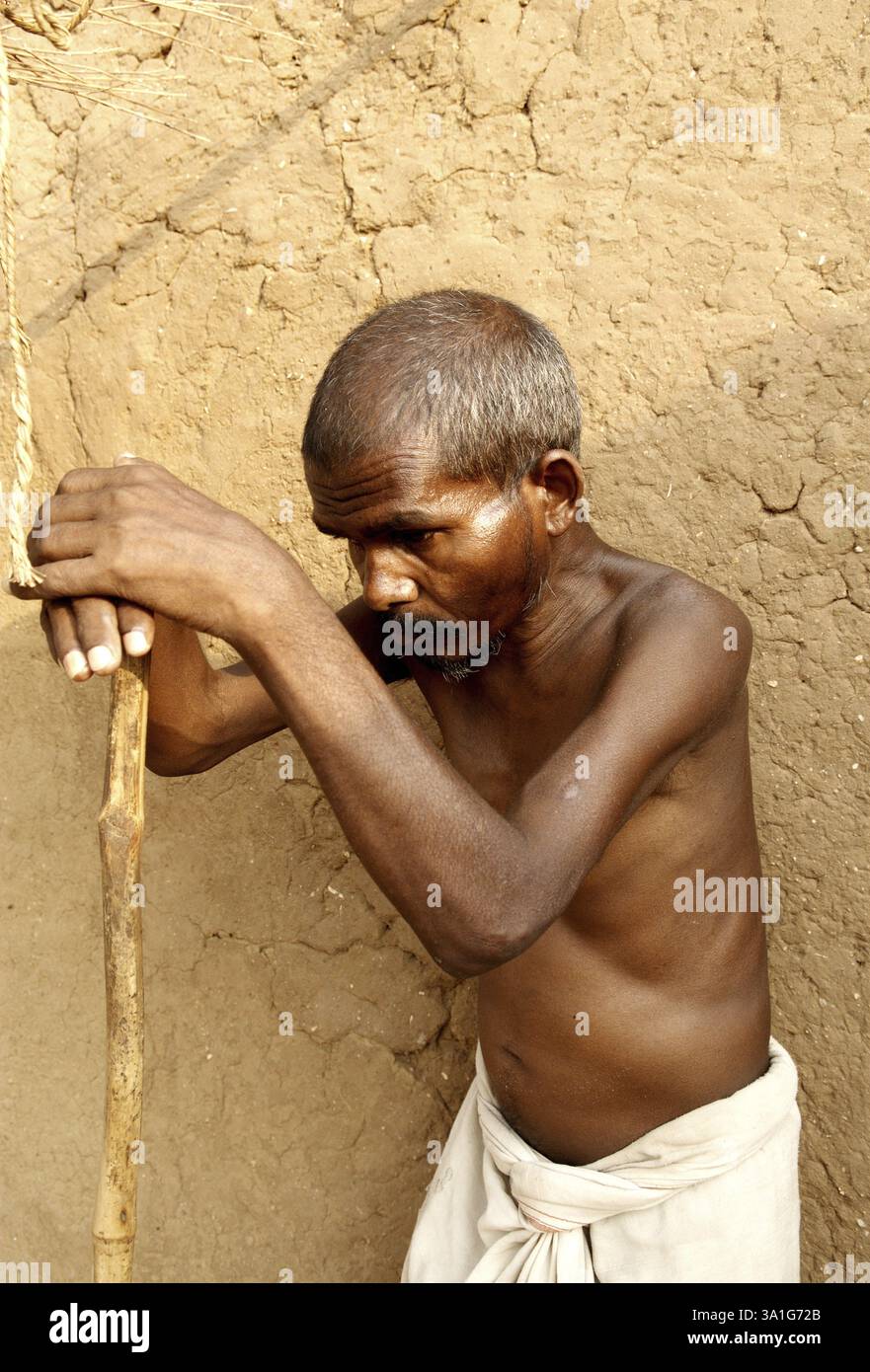 Man standing outside his home, Garwa and Latehar, Jharkhand, India ...