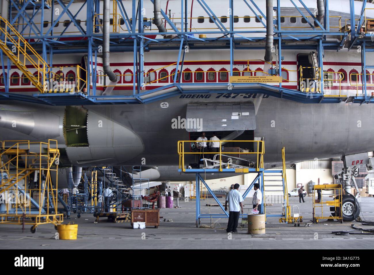 Boeing 747-400 parked for maintenance and repair at the hanger based in ...
