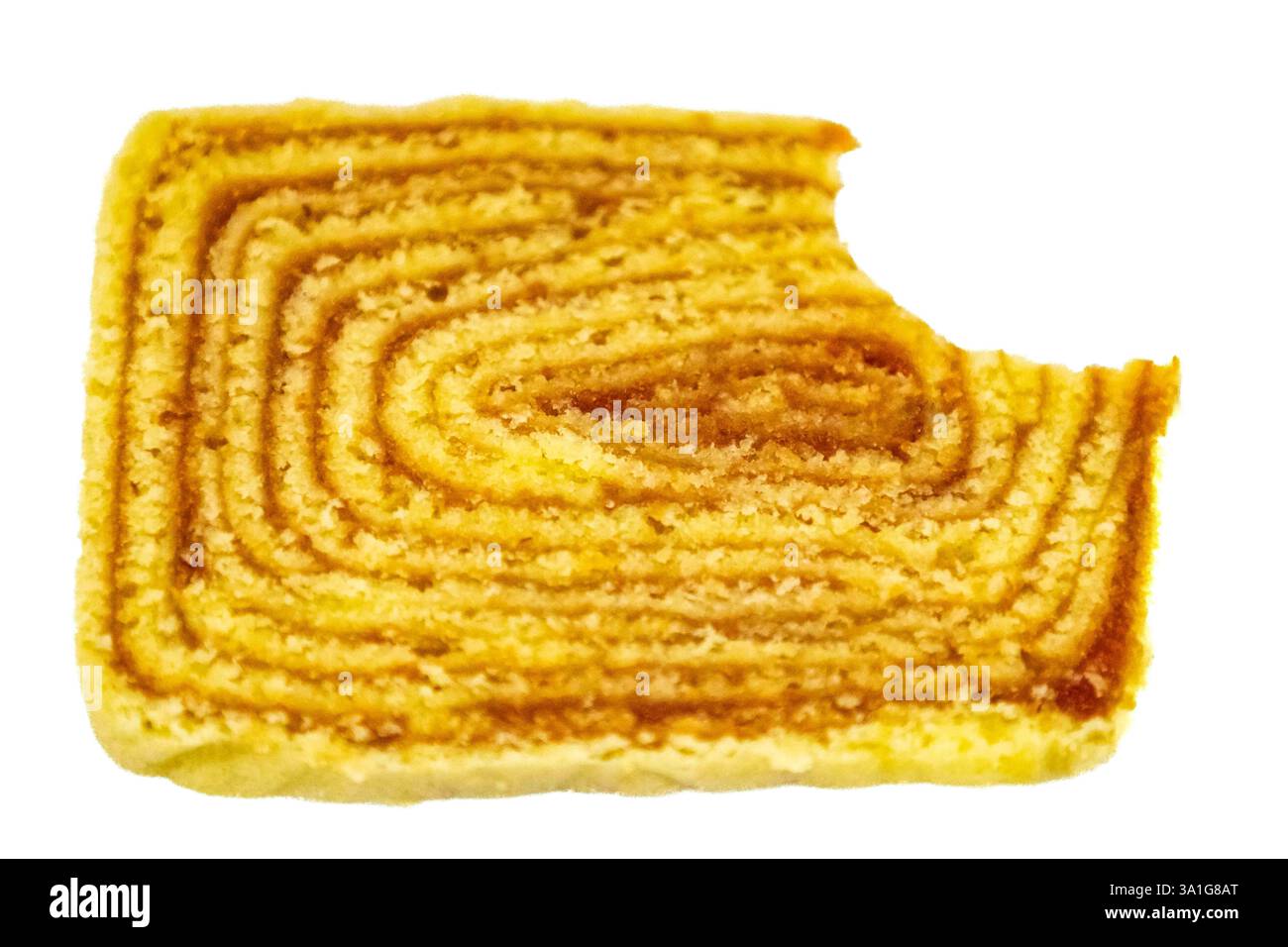 Traditional roll cake also known as Swiss roll, filled with guava paste ...