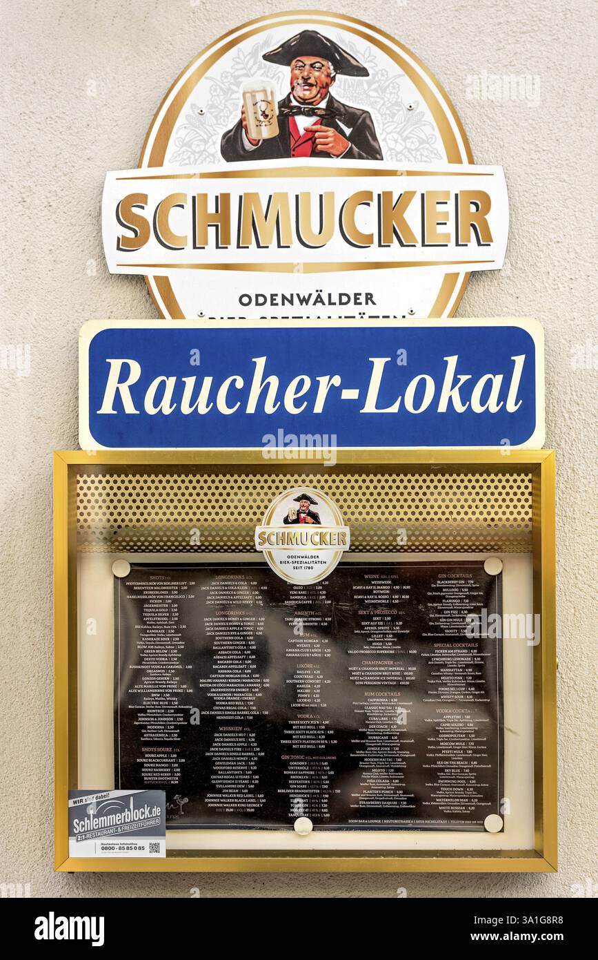 Advertising sign for Schmucker beer, smoking sign, display case with ...