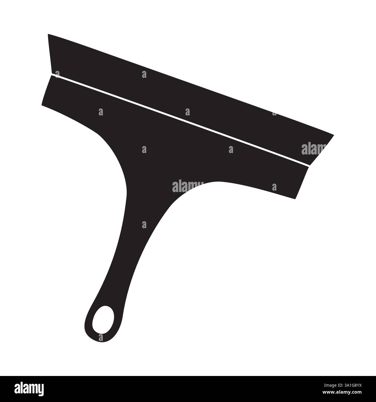 Black silhouette of cleaning squeegee with rubber blade for washing windows, glyph icon flat ...