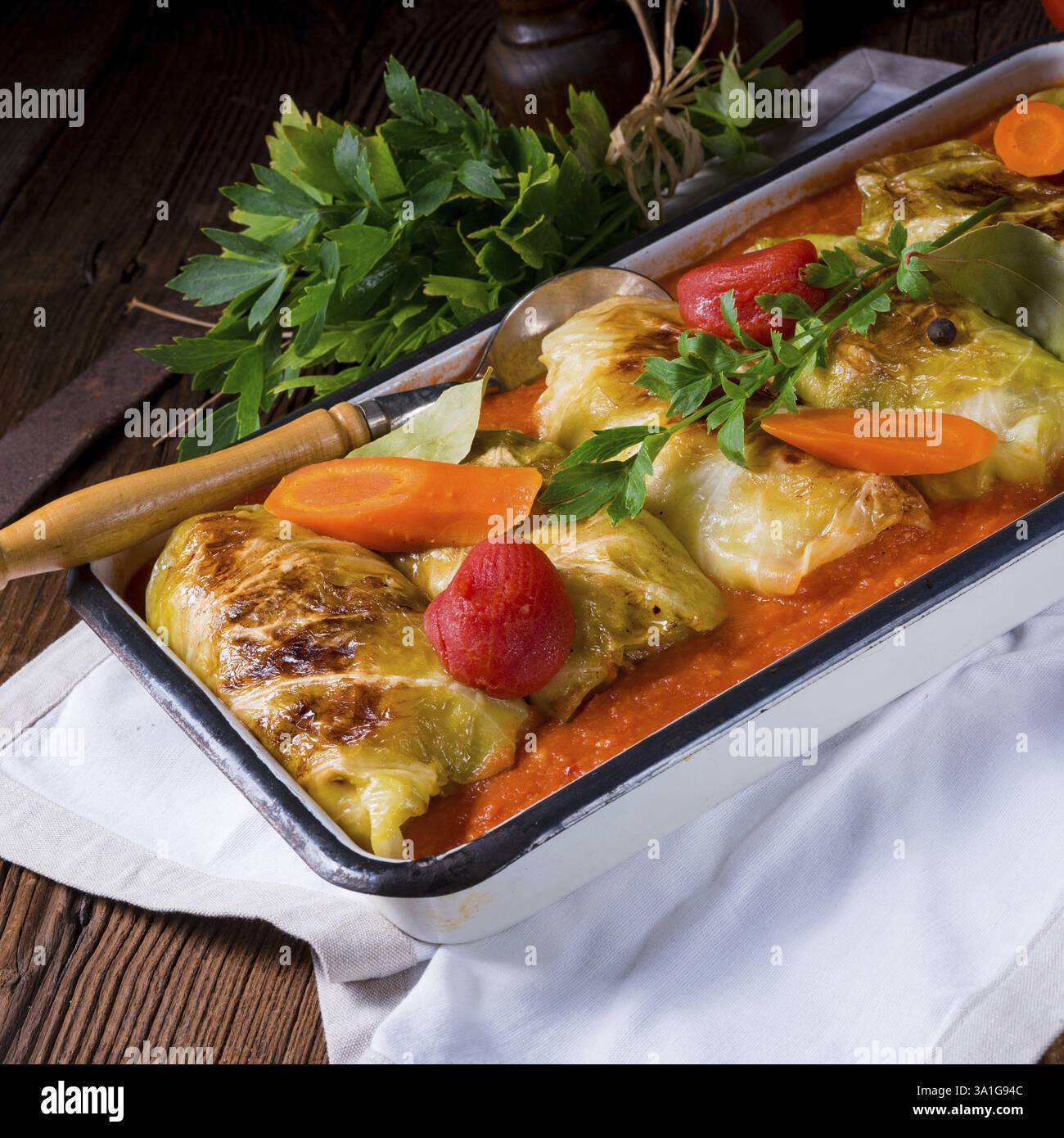 Golabki - polish cabbage rolls in tomato sauce Stock Photo - Alamy