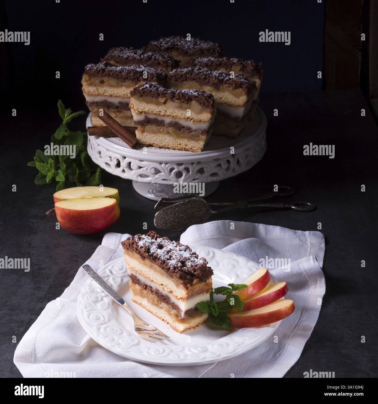 Apple cream cake Stock Photo - Alamy
