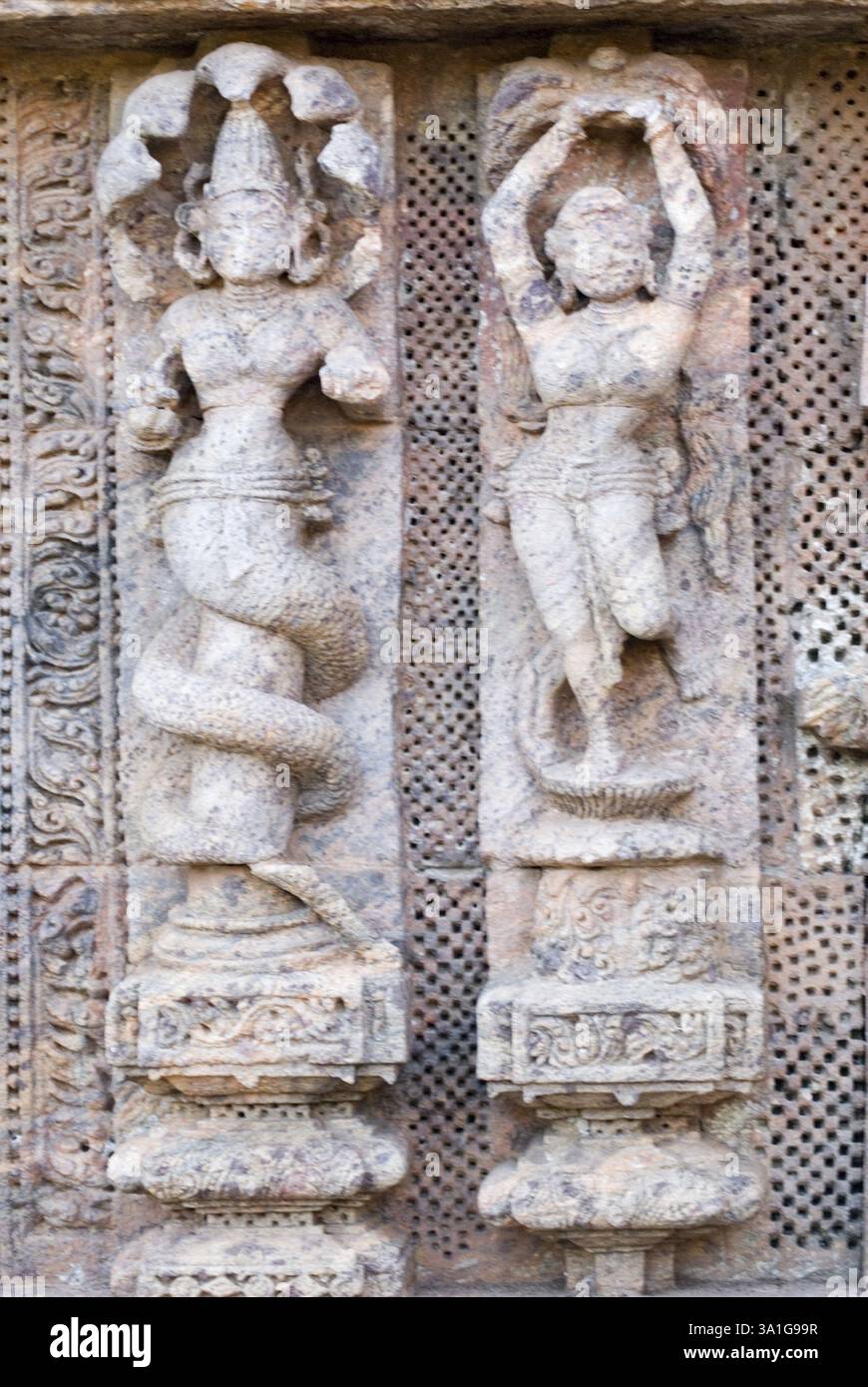 Naga half-human half-snake creature of Hindu mythology appears flanked ...