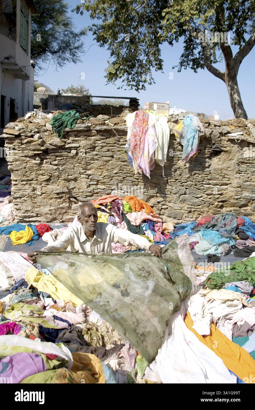 Rags cloths different color variety, village Dilwara, Udaipur ...