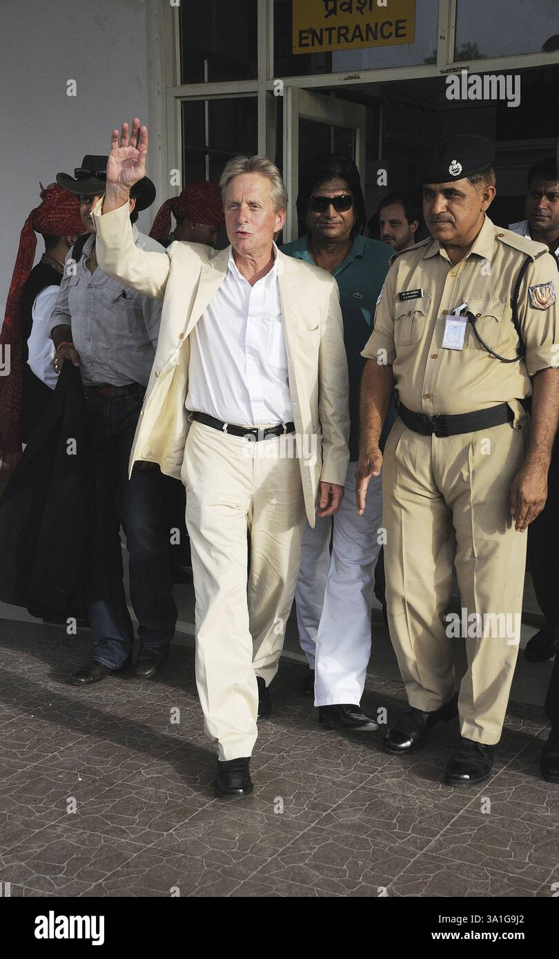 Hollywood actor Michael Doughlas at Jodhpur airport, Rajasthan, India ...