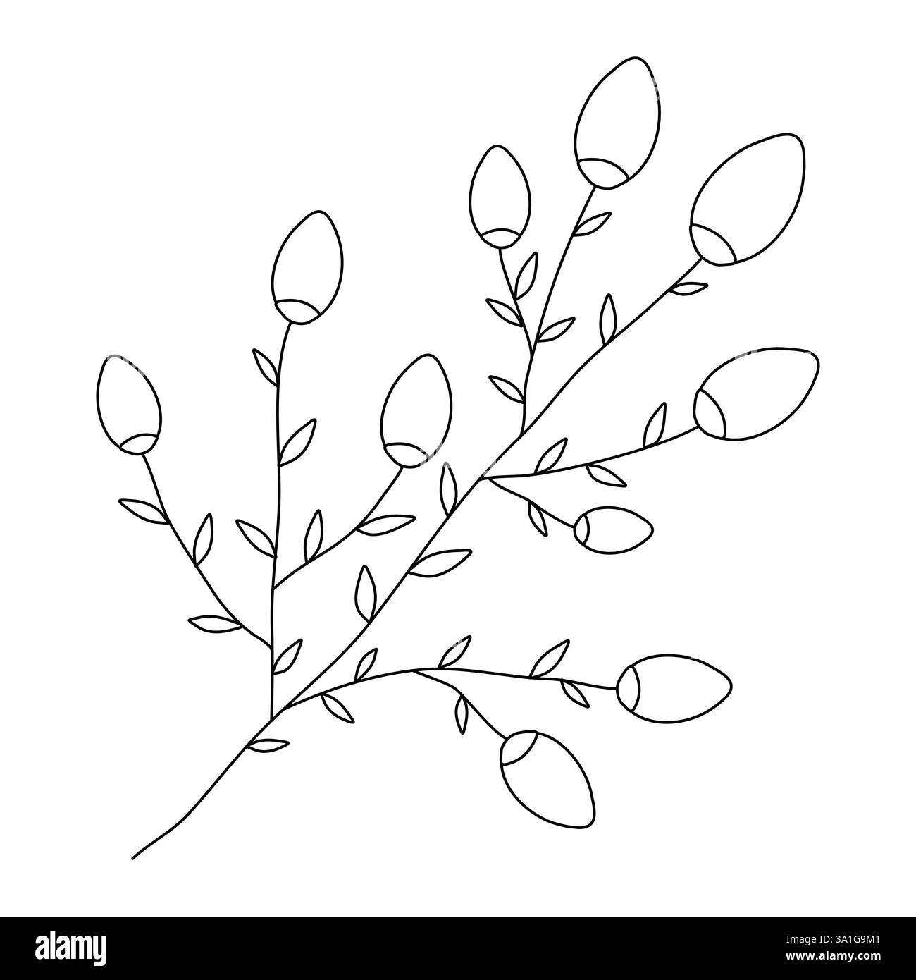 Small rose flower sprig blooming with elegance, doodle style flat ...