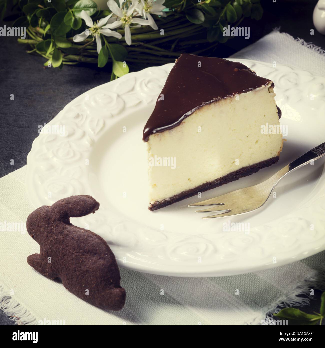 Spring cheese cake with pistachios Stock Photo - Alamy