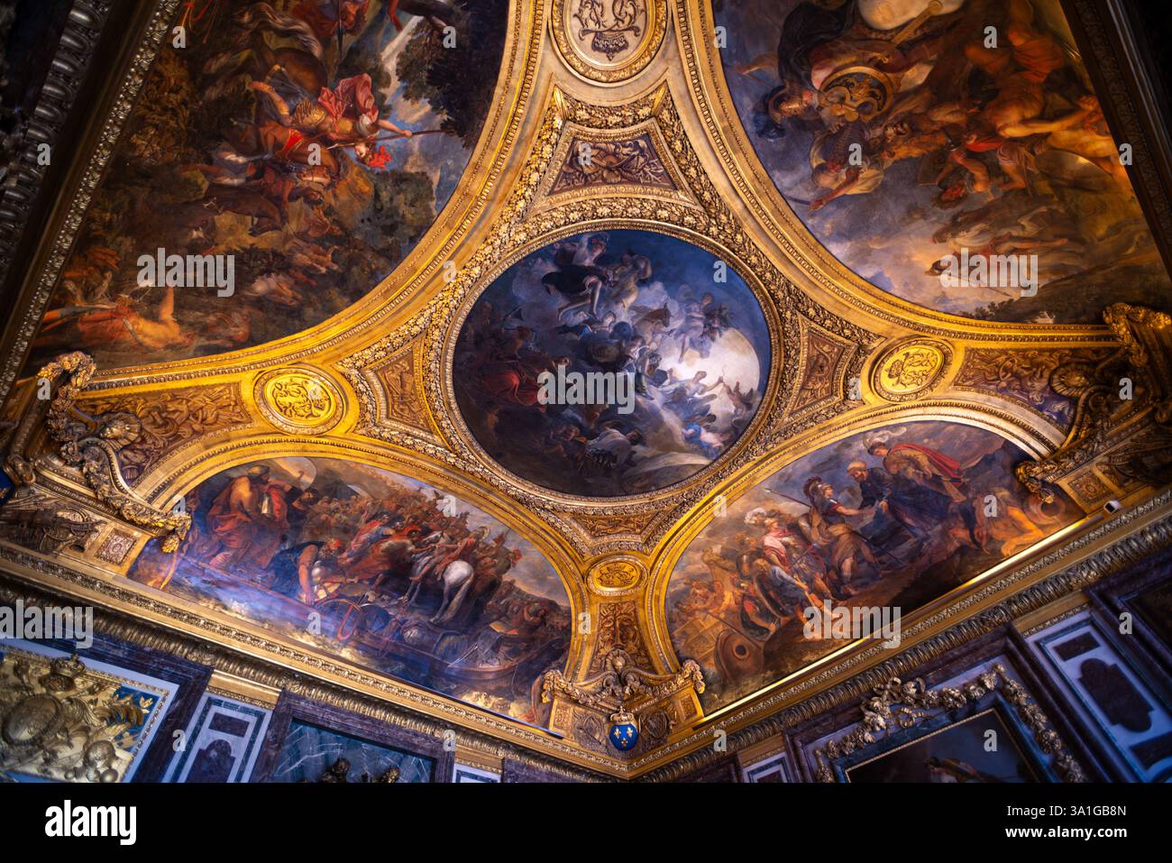 Elaborate Ceiling Frescoes in the Salon of Diana of Versailles Palace ...