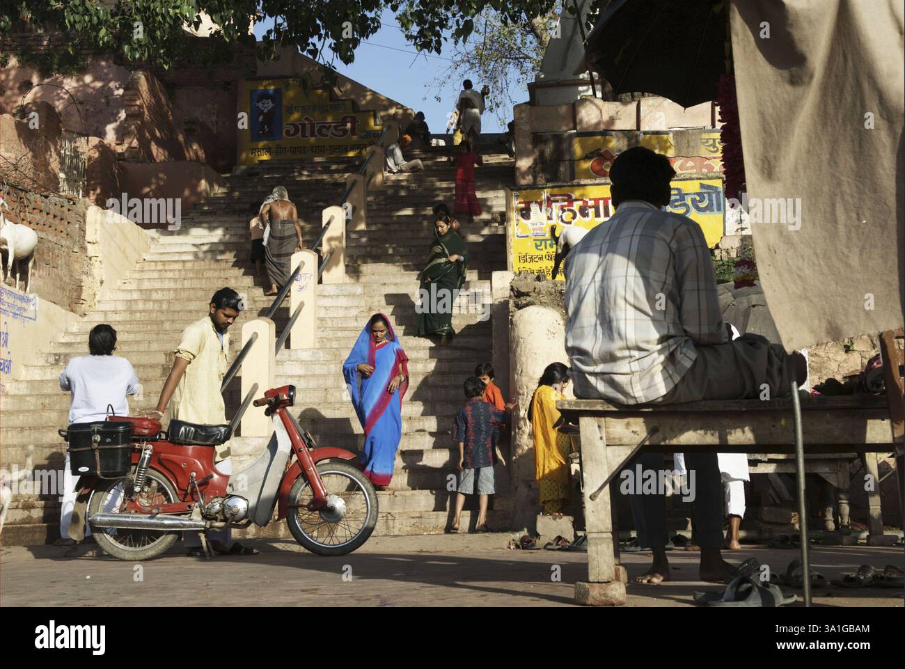 Motorcycle standing at Chitrakoot, Banda district, Uttar Pradesh, India ...