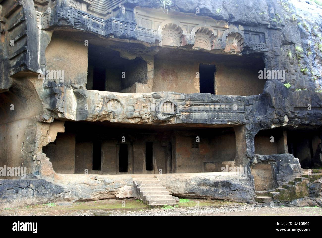 Vihara monasteries Buddhist rock-cut in Bhaja caves, Bhaja Village ...