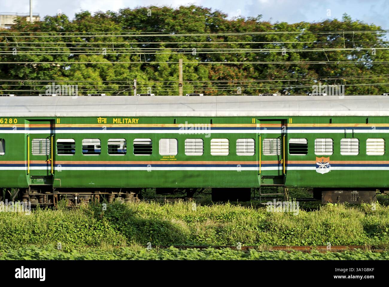 Green military boggie of an Indian railways train, Bombay Mumbai, Maharashtra, India, Asia Stock ...