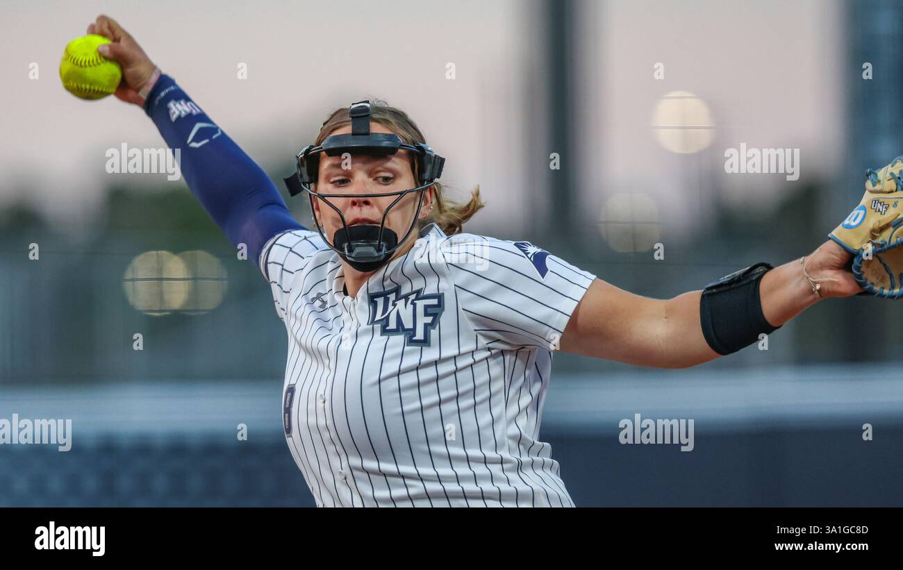 North Florida pitcher Allison Benning (8) in action during an NCAA ...