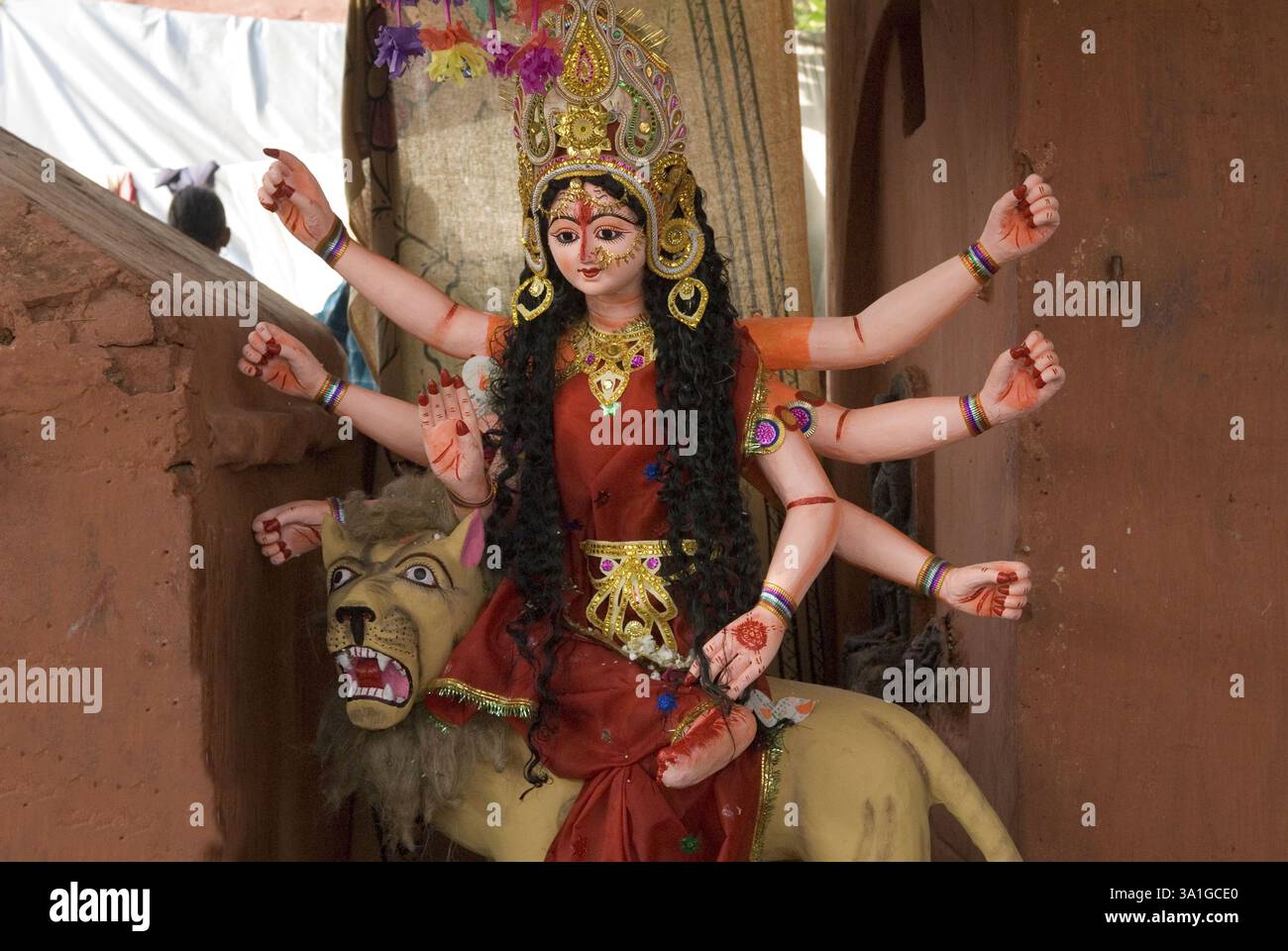 Goddess Durga statue at Hot Springs, Rajgir mela, Rajgir, Bihar, India ...