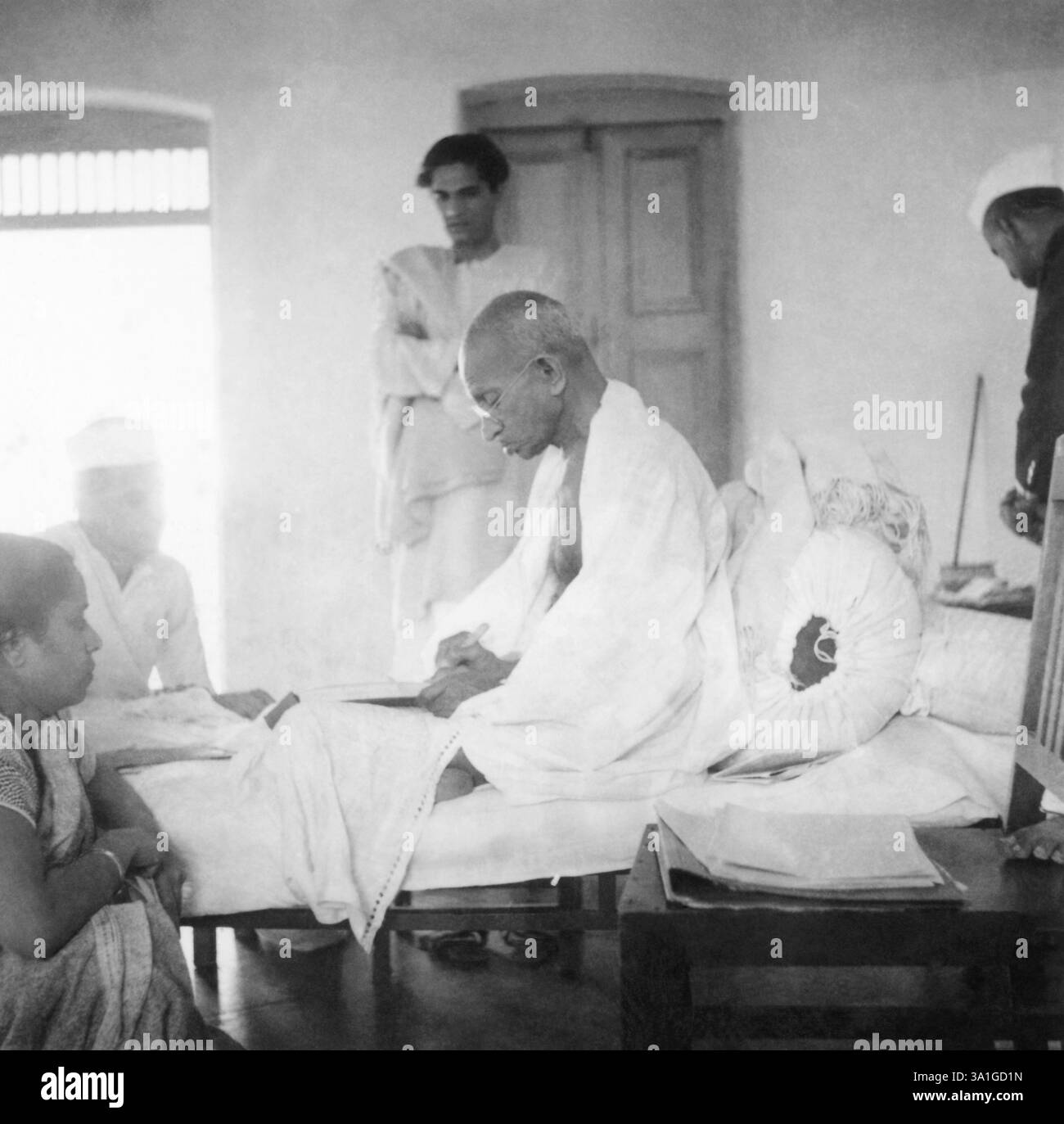 Mahatma Gandhi after his fast at Rashtriyashala Ashram, Rajkot, 1939 ...