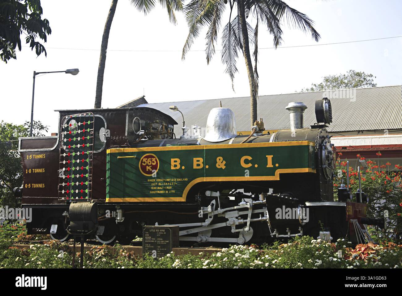 Old steam rail engine at Mumbai central terminus at Dr. Anand Nair Marg ...