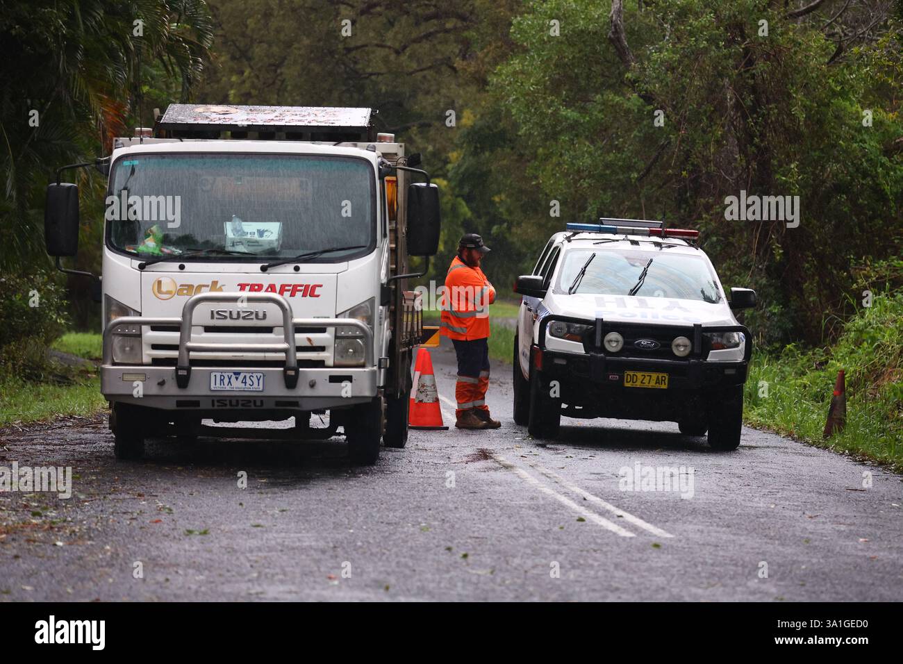 A road is blocked off at Tregeagle near Lismore where 2 Military ...