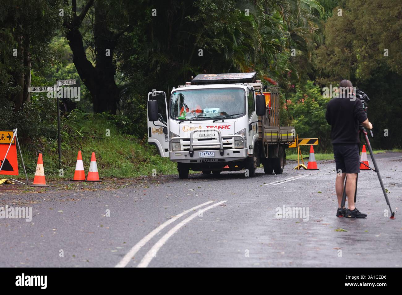A road is blocked off at Tregeagle near Lismore where 2 Military ...