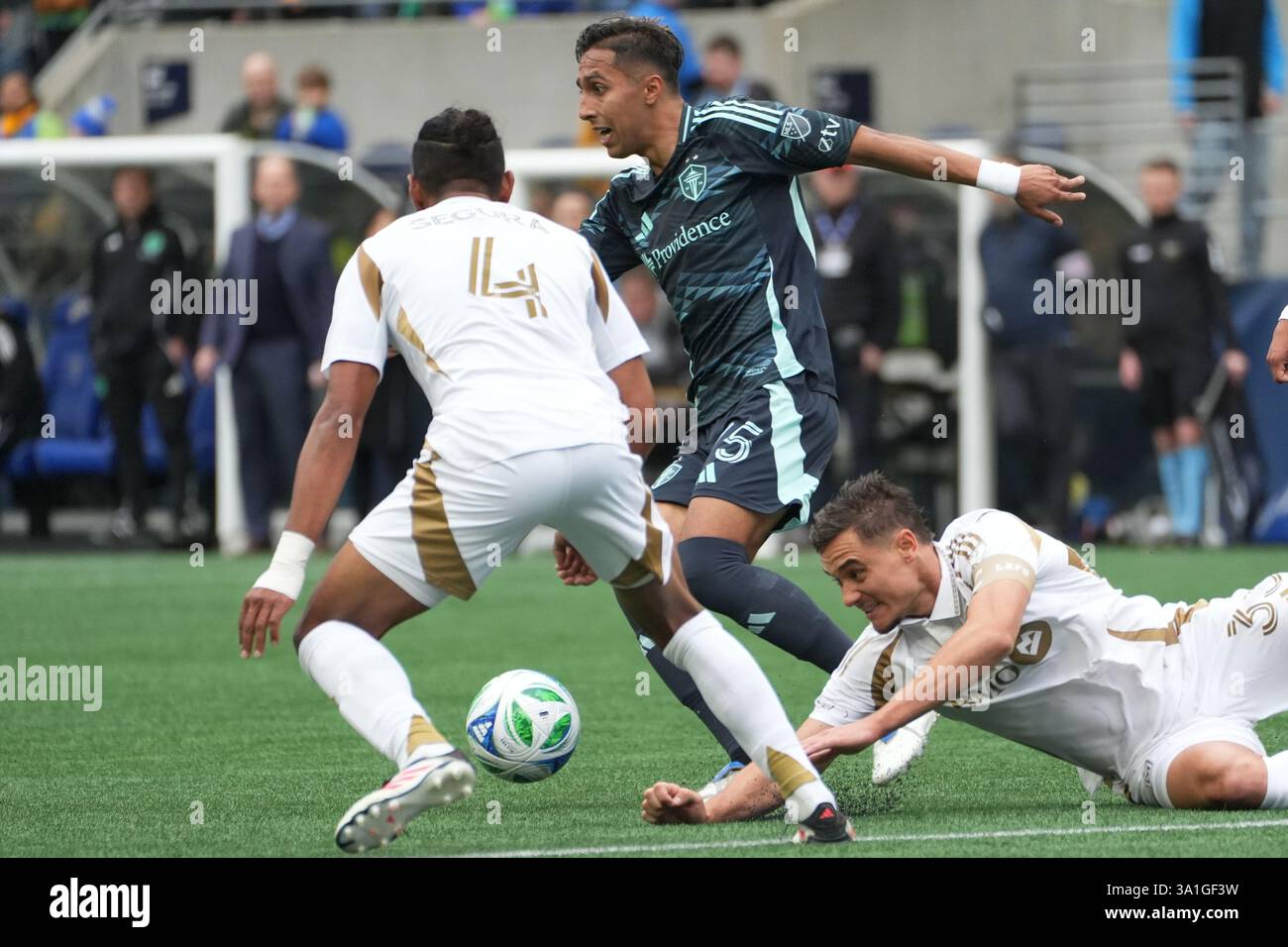 Seattle Sounders FC Midfielder Danny Leyva (75) looks for a pass ...