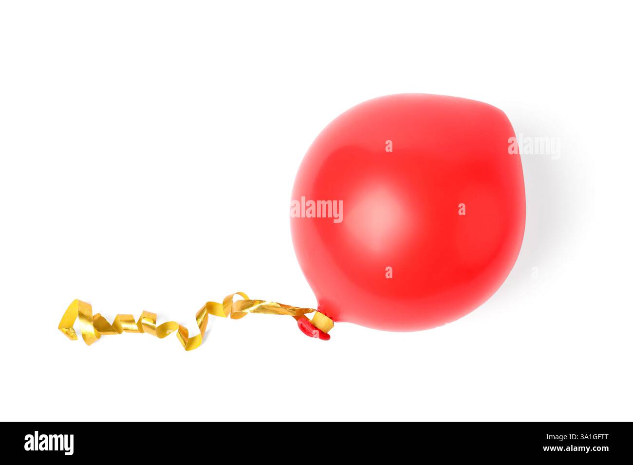 One red half deflated balloon isolated on white, top view Stock Photo ...