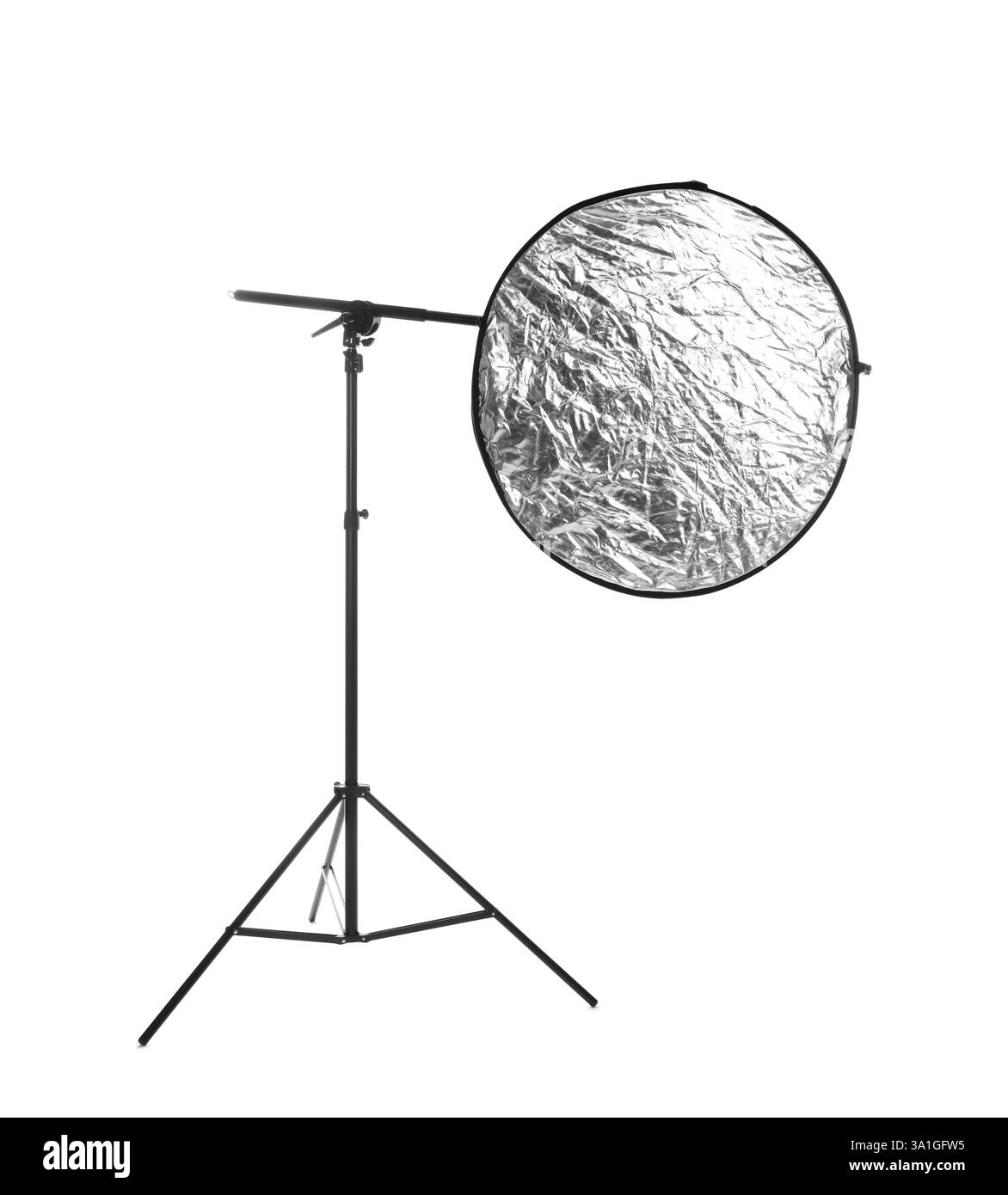 Stand with light reflector isolated on white. Photo studio equipment ...