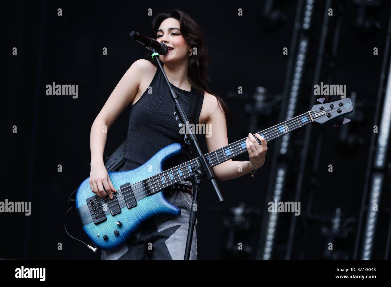 Sao Paulo, Brazil. 8th Mar 2025. Bassist for the band The Warning ...